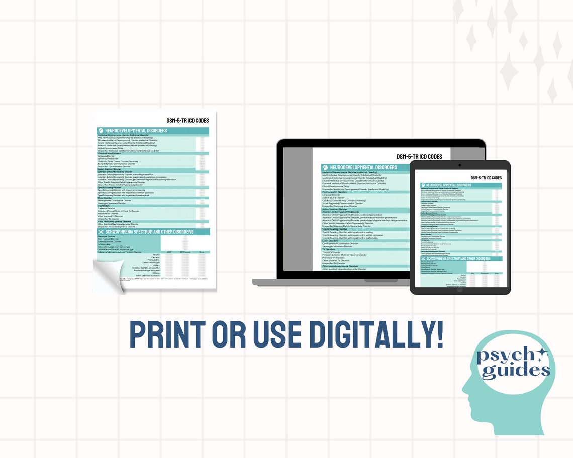 DSM-5-TR ICD Codes Cheatsheet - Etsy