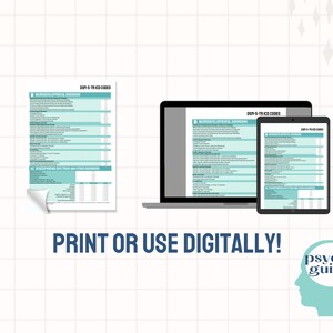 DSM-5-TR ICD Codes Cheatsheet - Etsy