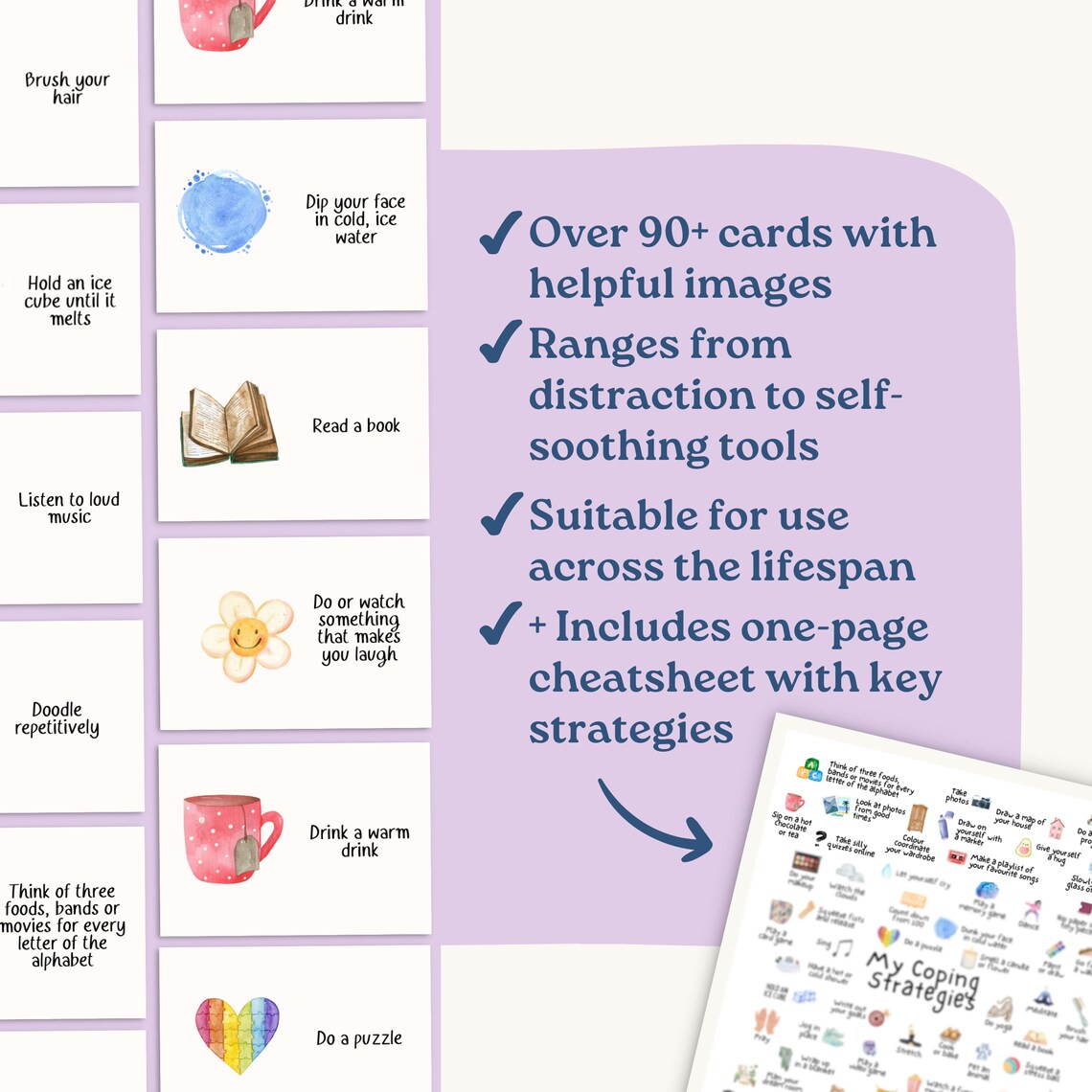 Coping Skills Cards + Cheatsheet - Perfect for Therapists and Clients ...