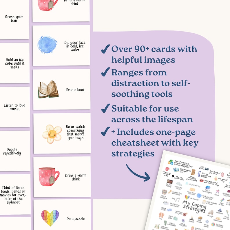 Coping Skills Cards + Cheatsheet - Perfect for Therapists and Clients ...