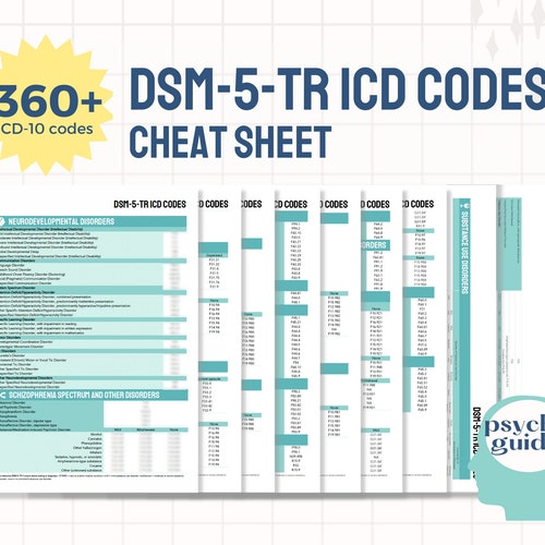 Dsm 5 Tr Icd Codes Cheatsheet Mental Health Report Writing Etsy
