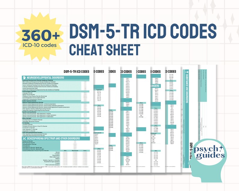 DSM-5-TR ICD Codes Cheatsheet - Etsy
