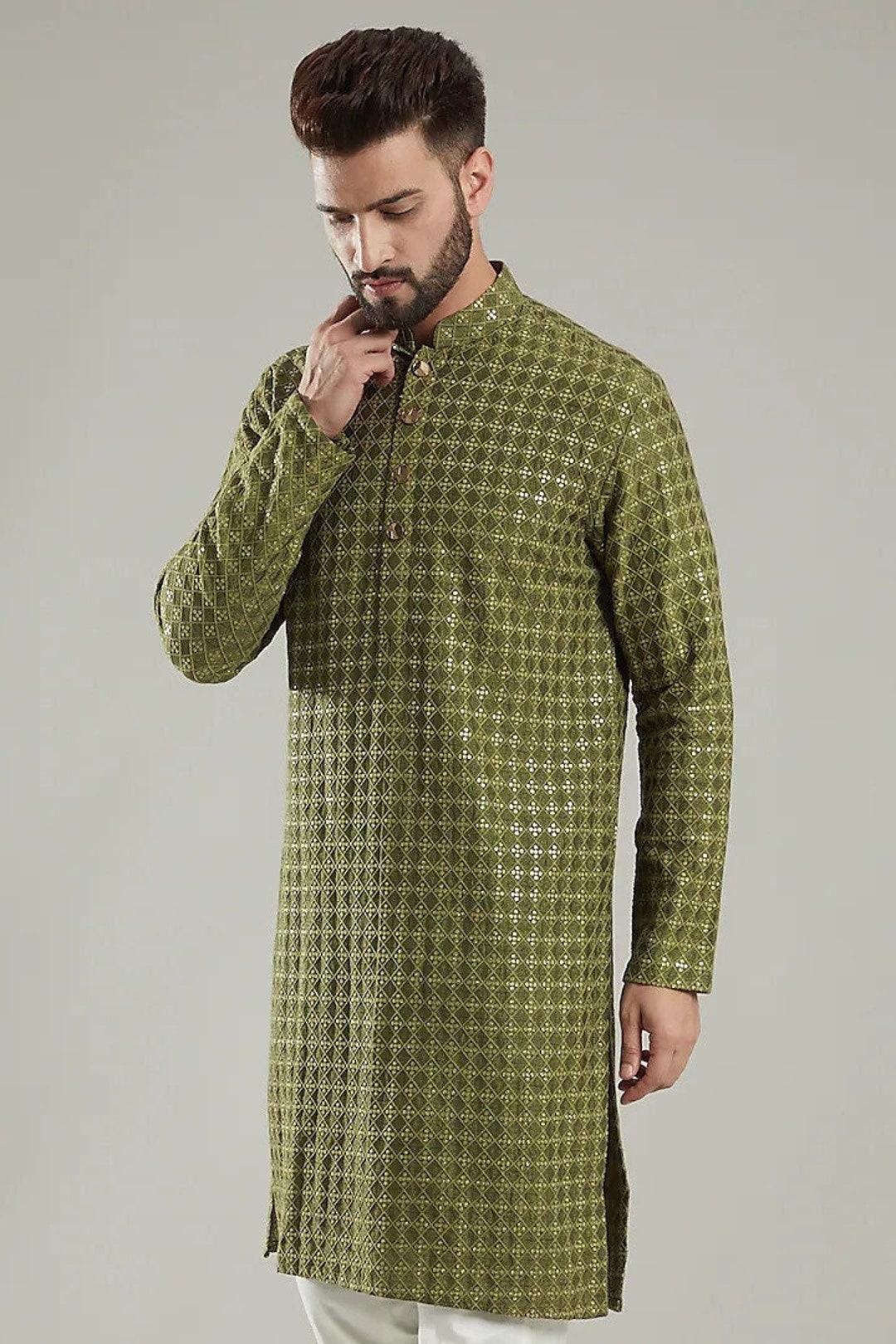 Mens Chikankari Kurta Pyjama Set: Indian Wedding Outfit - Etsy