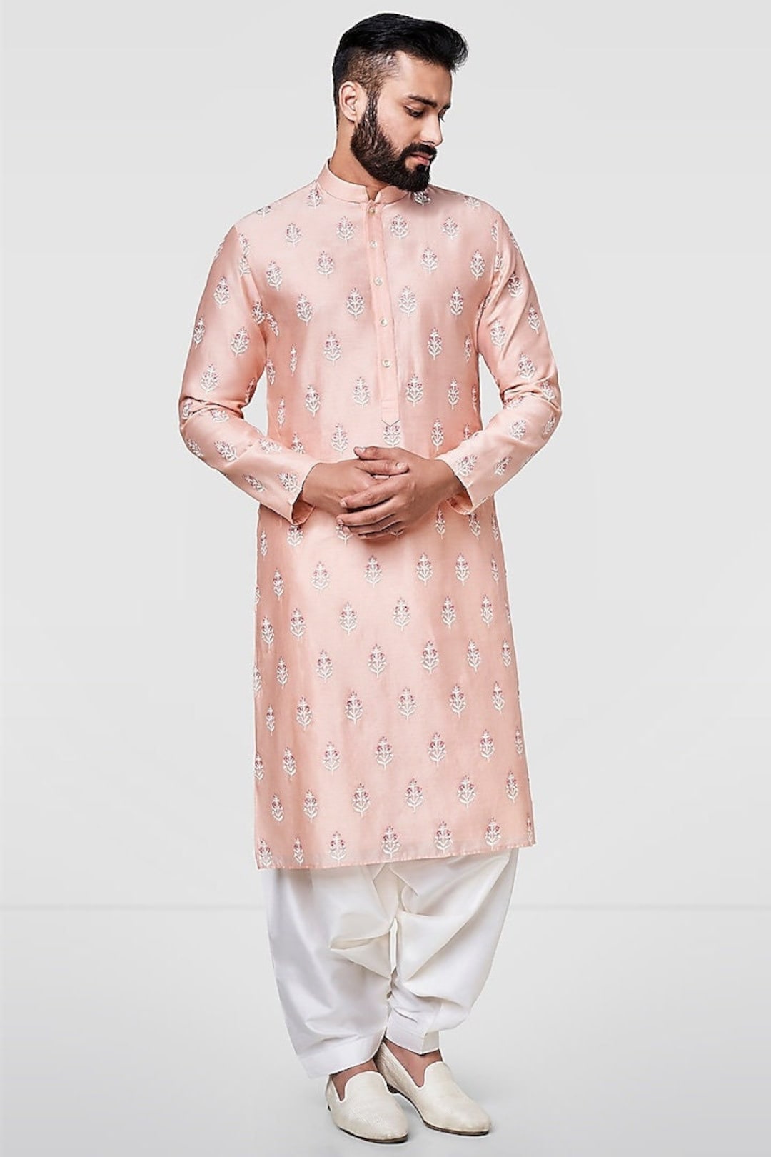 Handmade Peach Color Mens Embroidery Kurta Shalwar Set - Etsy