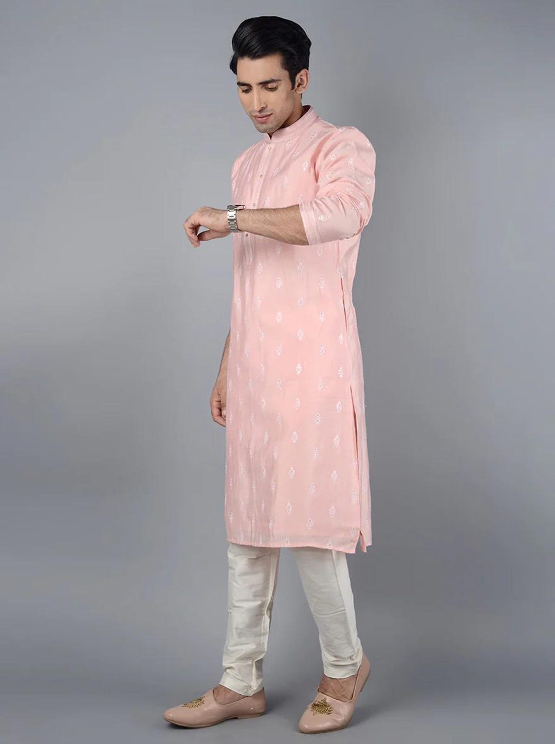 Mens Raw Silk Embroidery Kurta Pajama Set for Indian Wedding Wear. - Etsy