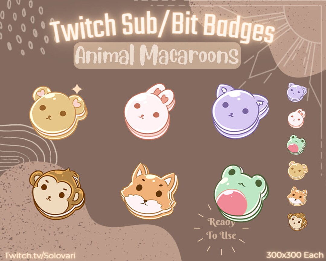 Cute Animal Macaroon Sub Badges Bit Badges Streamer Aesthetic Kawaii ...