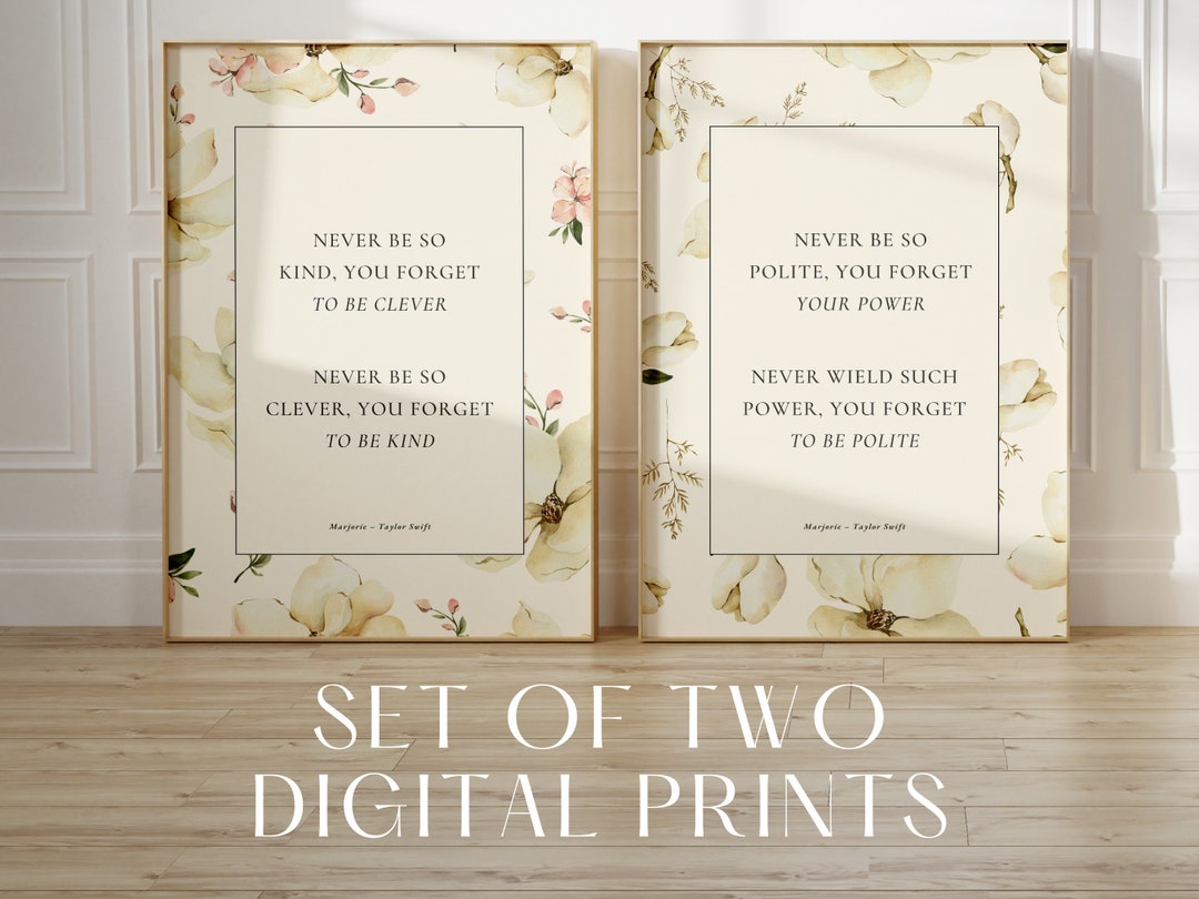 Marjorie Taylor Swift Lyric Poster Set 2 Vintage Floral Digital Taylor ...