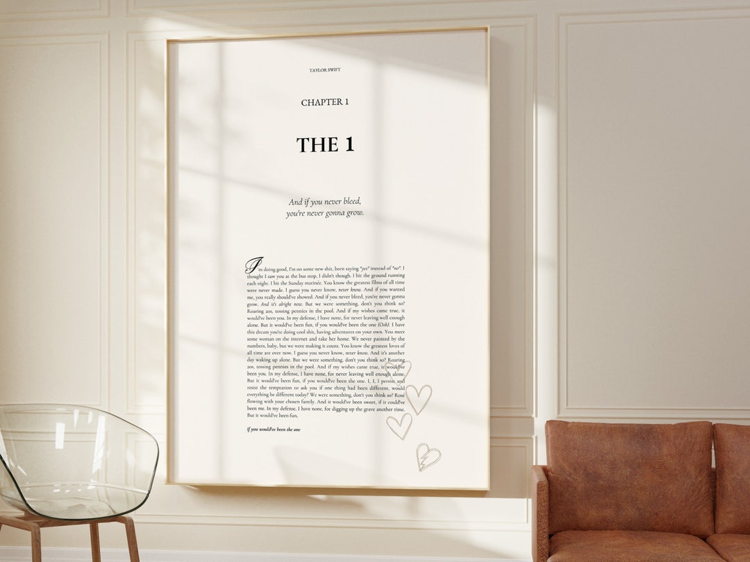 The One Taylor Swift Digital Lyric Poster Girly Gift Fast Gift ...