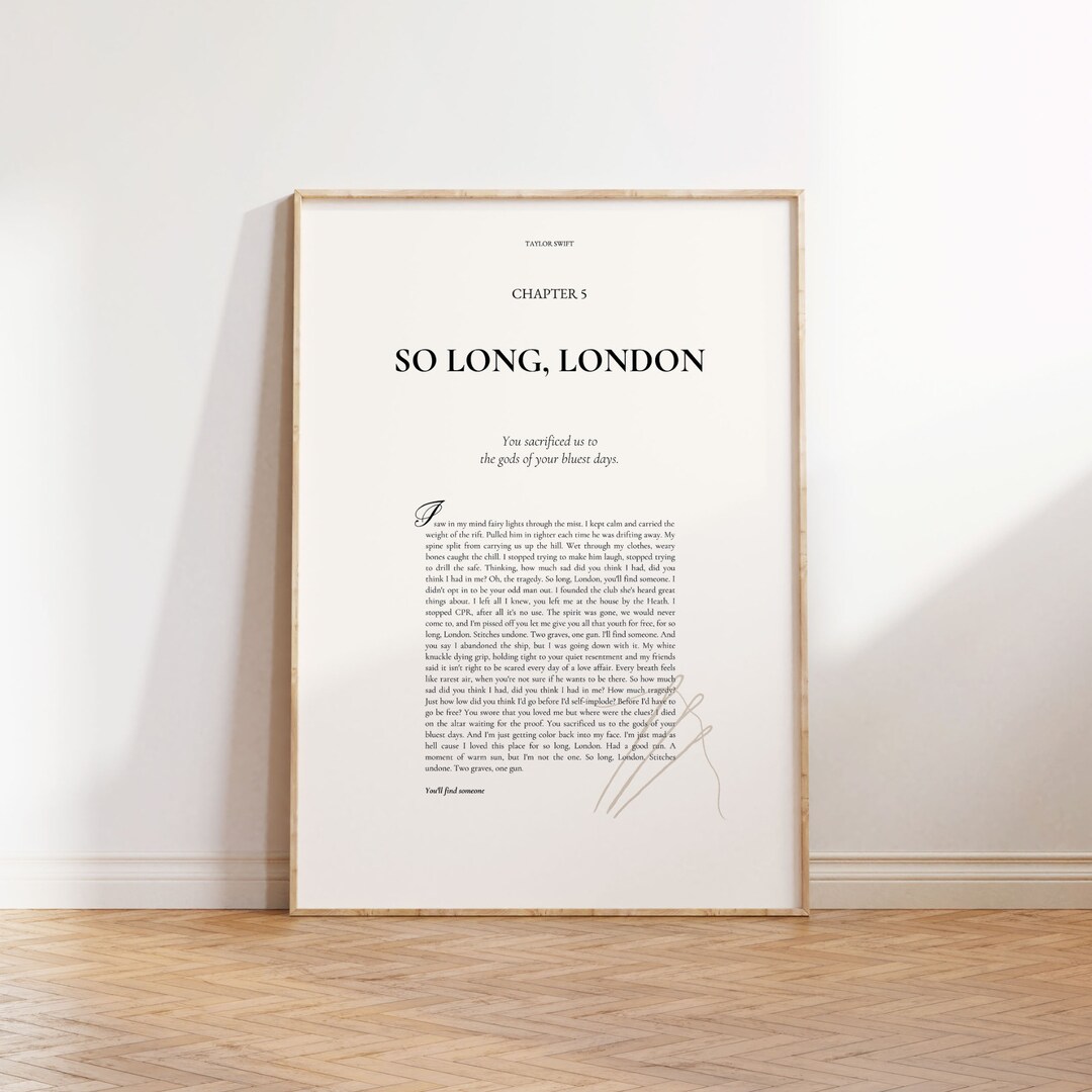 So Long, London Taylor Poster Digital Taylor Lyric Poster Taylor Merch ...