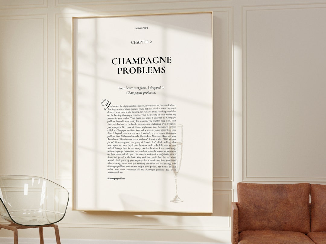 Champagne Problems Digital Lyric Poster Girly Gift Fast Gift Printable ...