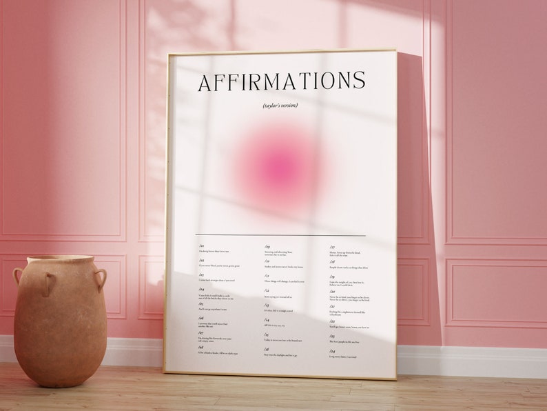Affirmations in Taylor Swift Lyrics Print Taylor Swift Poster - Etsy Canada
