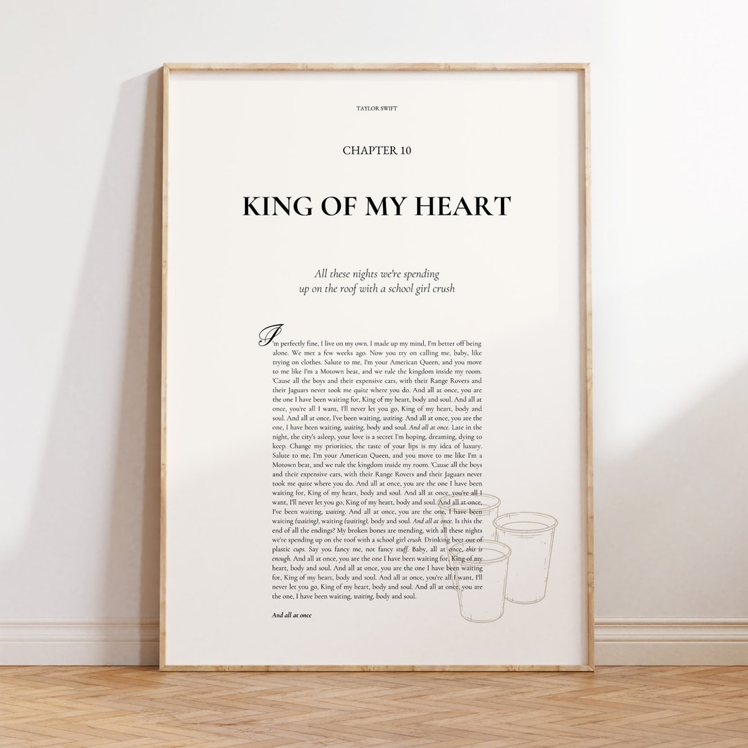King of My Heart Taylor Swift Lyric Poster Digital Lyric Poster Girly ...