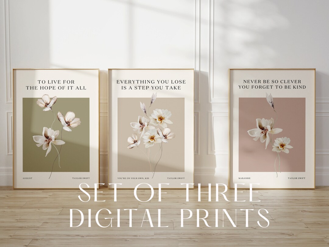 Taylor Triple Print Set Digital Poster Vintage Floral Poster ...