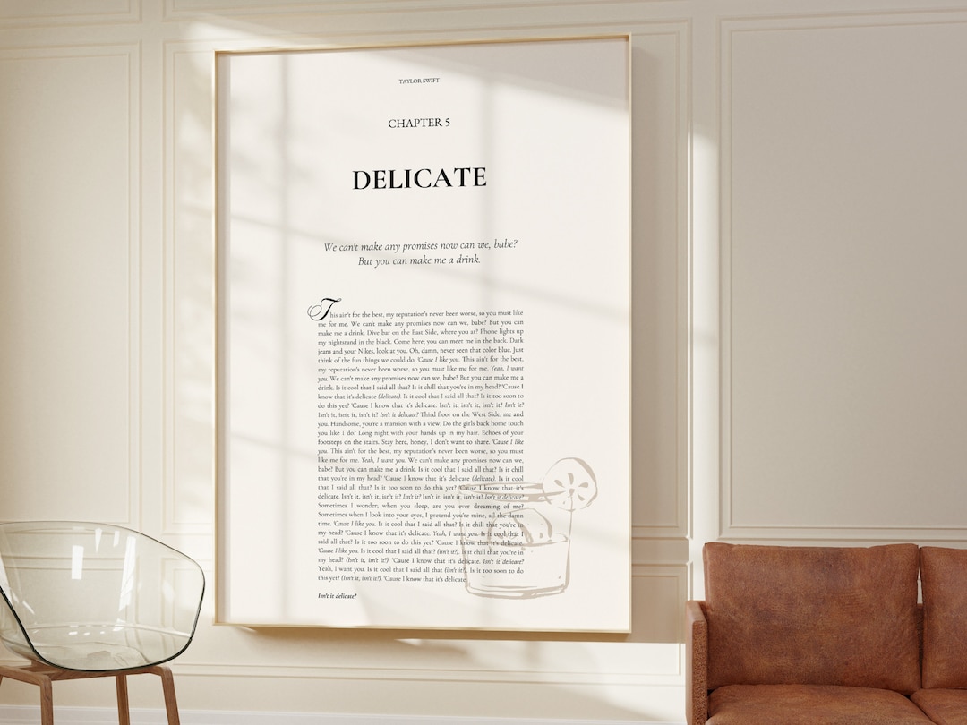 Delicate Taylor Poster Digital Taylor Lyric Poster Taylor Merch ...