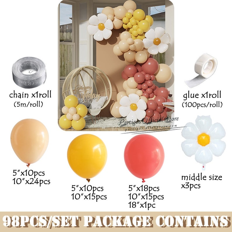 98pcs Warm Apricot Color Daisy Balloon Garland/ Lemon Yellow - Etsy