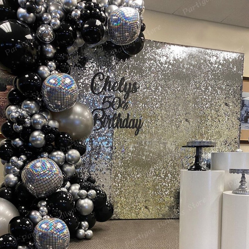 109pcs Black Silver Balloon Garland Arch Kit/ 4D Disco Helium - Etsy
