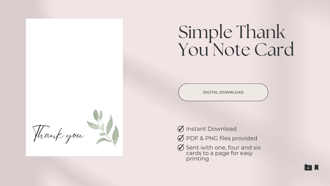 Thank You Note Card | Instant Download | Modern Minimalist Design - Etsy
