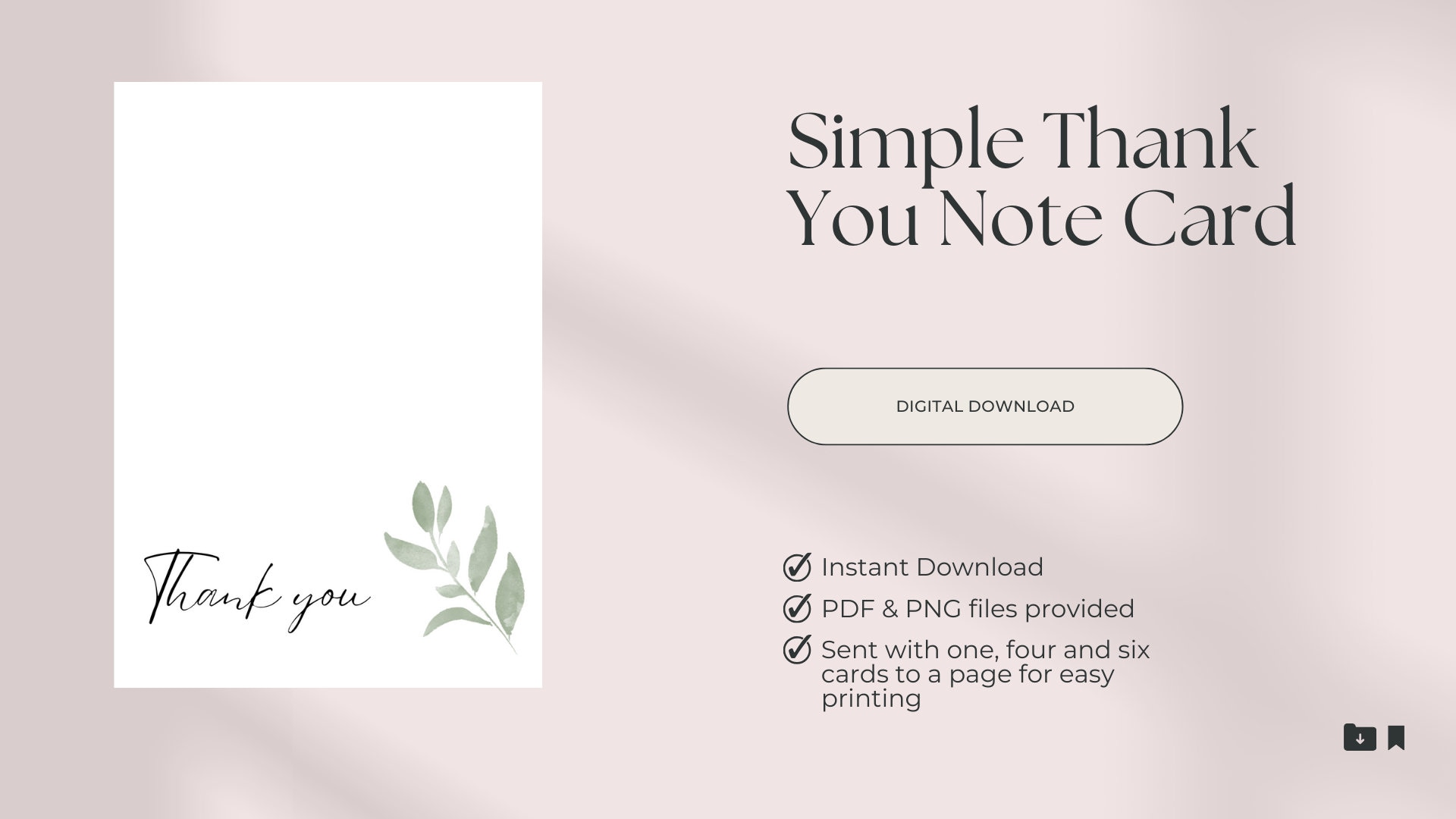 Thank You Note Card | Instant Download | Modern Minimalist Design - Etsy