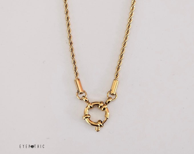 Spring Clasp Necklace, Round Closure Necklace, Lock Clasp Necklace ...