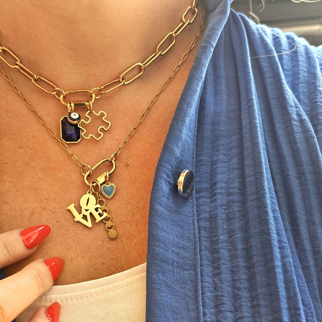 Custom Charm Necklace Gold Paperclip Chain Personalized Carabiner ...