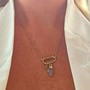 Carabiner Necklace Custom Charm Jewellery Natural Crystal Stone Gold ...