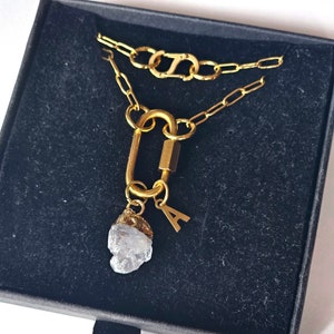 Carabiner Necklace Custom Charm Jewellery Natural Crystal Stone Gold ...