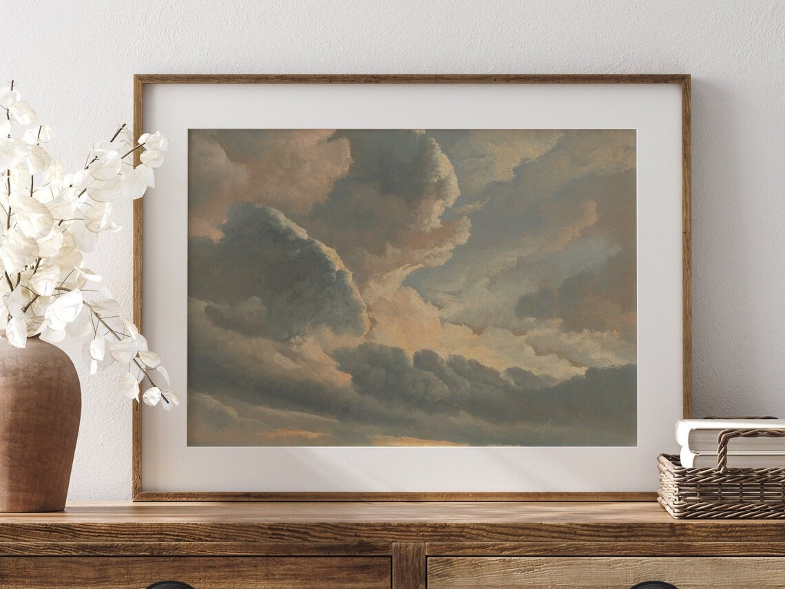 Cloud Sky Painting - Sky Vintage Art - Neutral Tones - DIGITAL PRINT ...