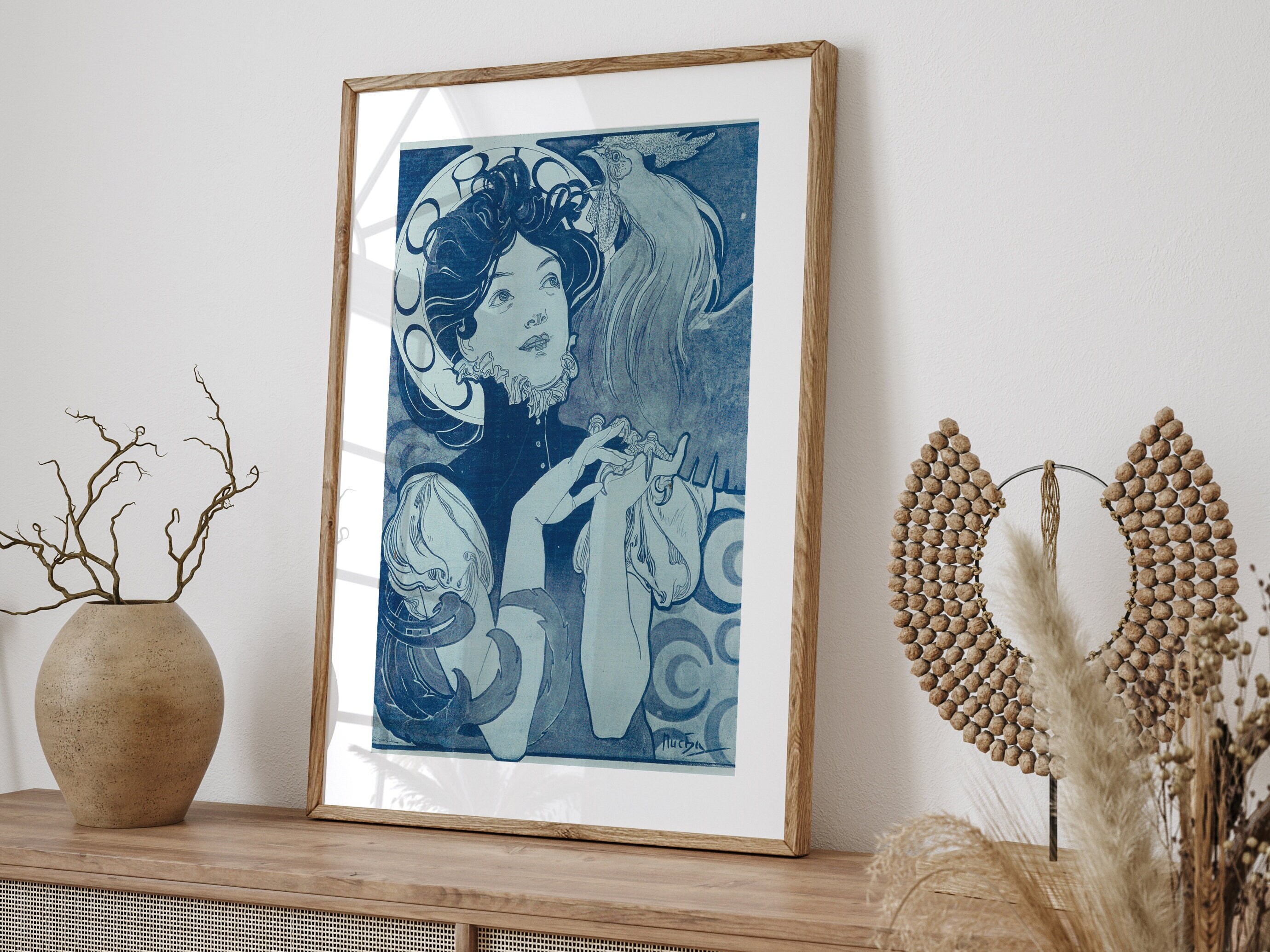 Alphonse Mucha Poster Cocorico Art Nouveau Print Vintage Printable Wall ...