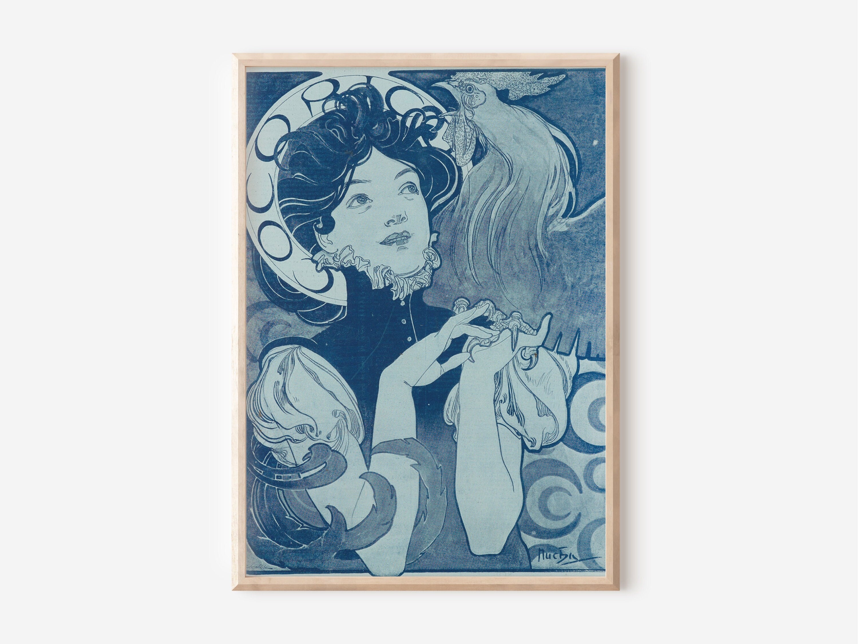 Alphonse Mucha Poster Cocorico Art Nouveau Print Vintage Printable Wall ...