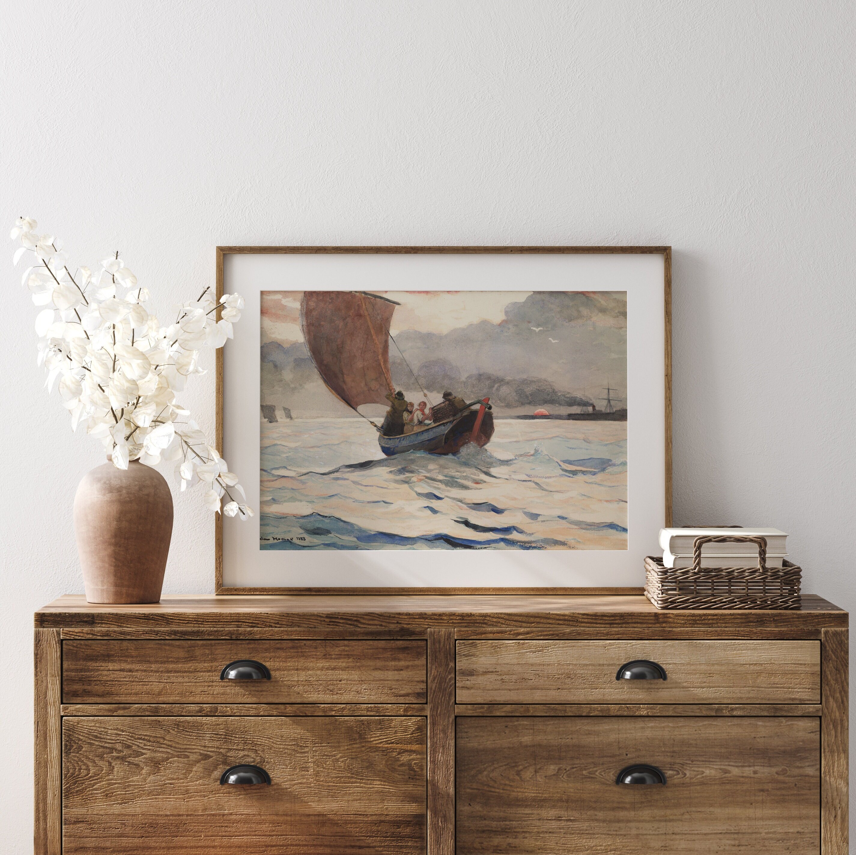 Coastal Decor Vintage Seascape Maritime Wall Art Ocean Painting ...