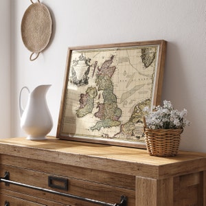 Vintage Maps - England Map - Old Map - Rustic World Map -vintage Poster ...