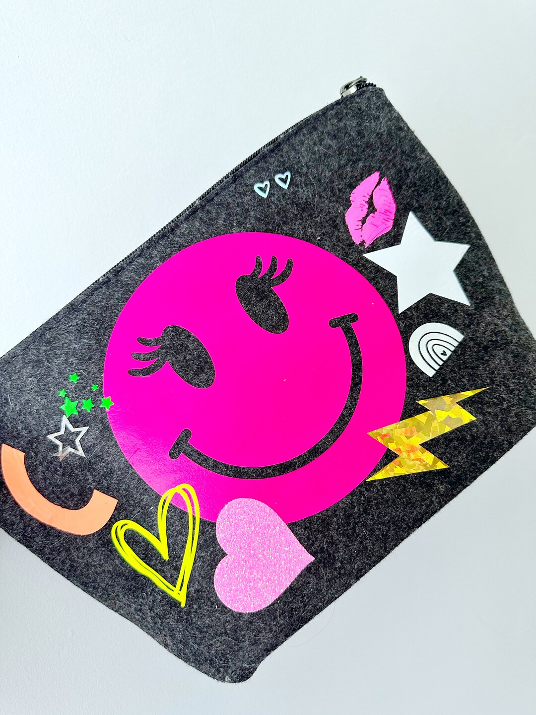 Neon Funky Smiley Face Retro Zipped Bags - Etsy