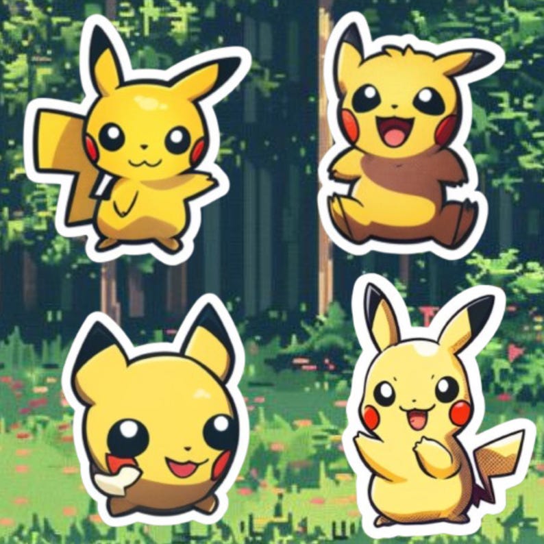 Digital Pikachu Stickers Pokémon Stickers Cute Anime DIY Planner ...