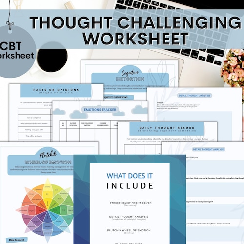 Challenging Negative Thoughts Printable CBT Worksheet - Etsy