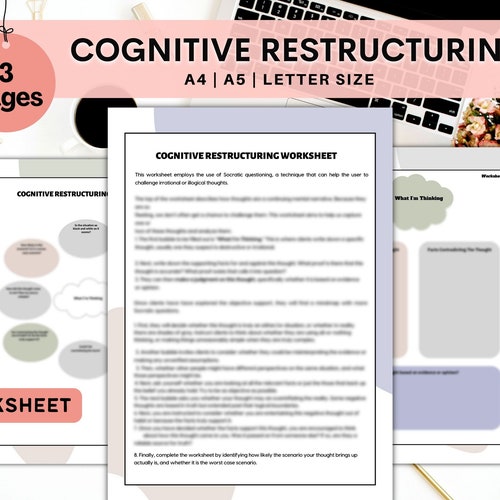 Challenging Negative Thoughts Printable CBT Worksheet - Etsy