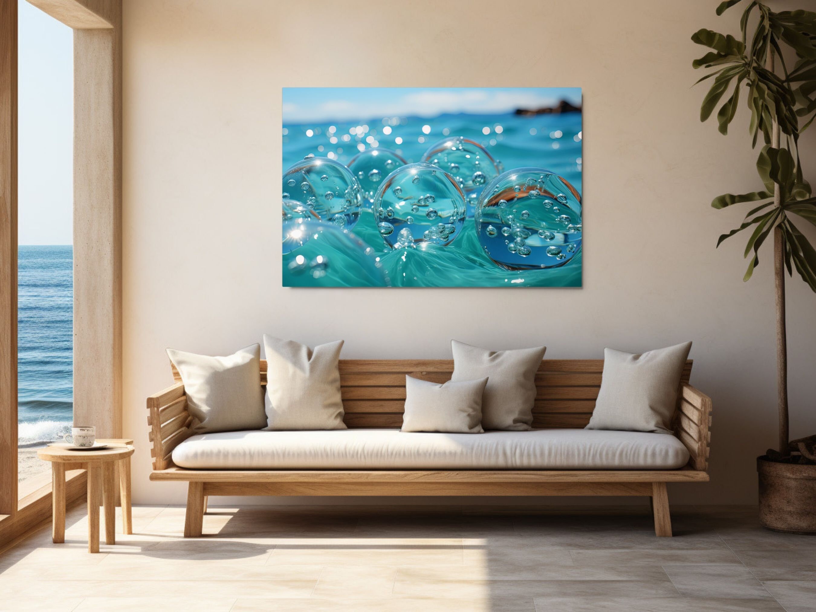 Unique Wave Art, Glass Ocean Waves Canvas Wall Decor, Decoration for ...