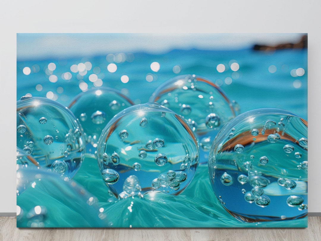 Unique Wave Art, Glass Ocean Waves Canvas Wall Decor, Decoration for ...