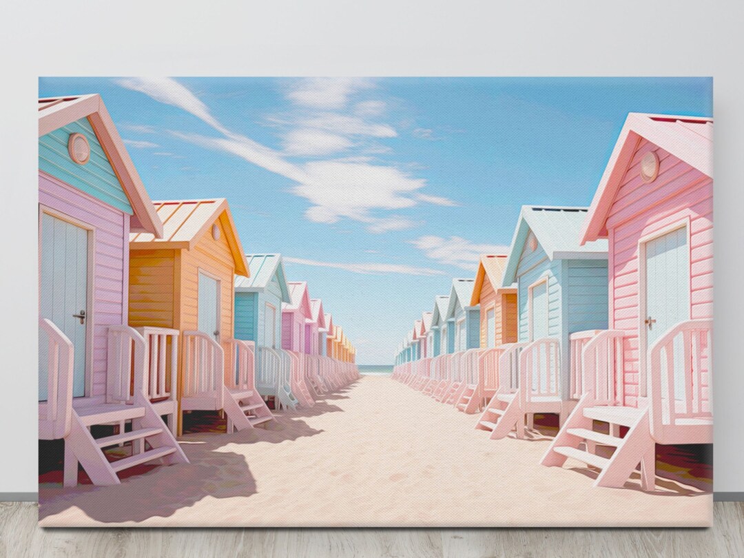 Colorful Beach Huts Wall Decor, Seaside Cottage Prints for Coastal ...
