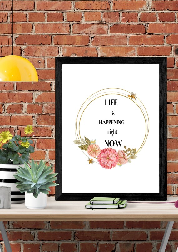 Lovely Watercolor Flower Frame With Quote About Life life is | Etsy
