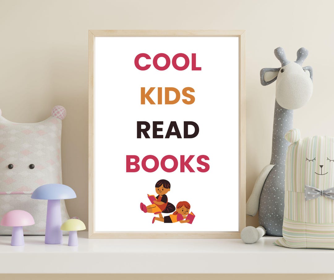 Cool Kids Read Books Wall Art, Colorful Kids Wall Art, Children Wall ...