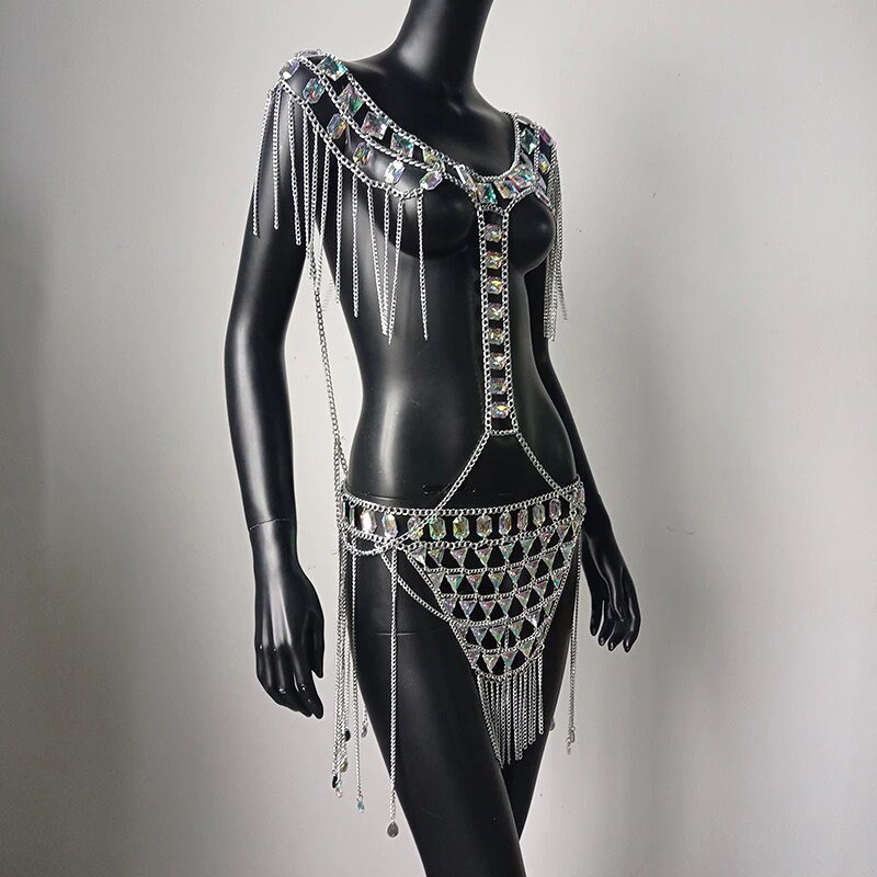 Two Piece Set Hollow Out Shiny Gems Body Jewelry - Etsy