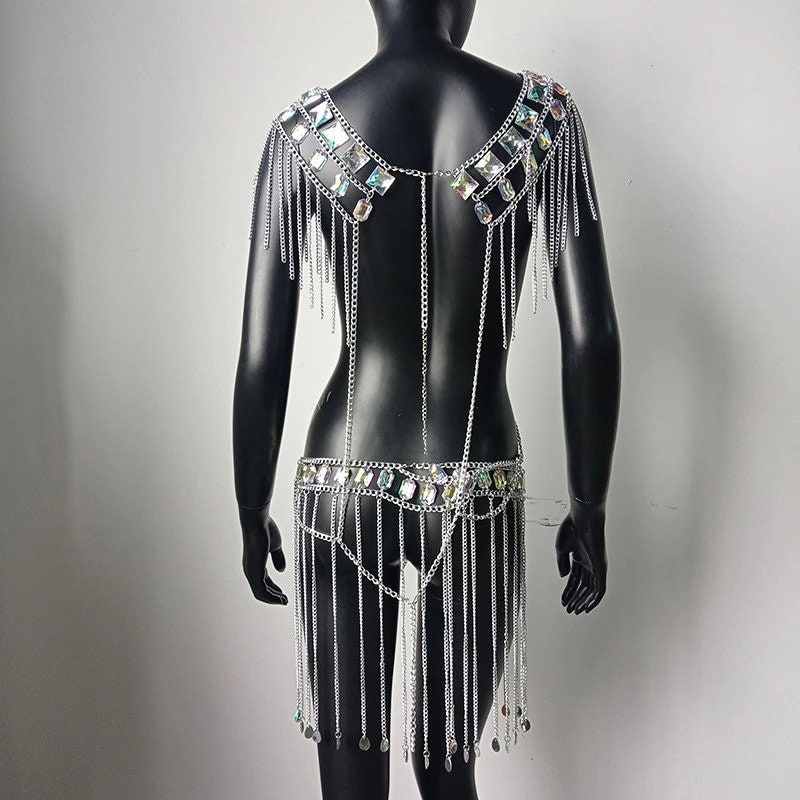 Two Piece Set Hollow Out Shiny Gems Body Jewelry - Etsy