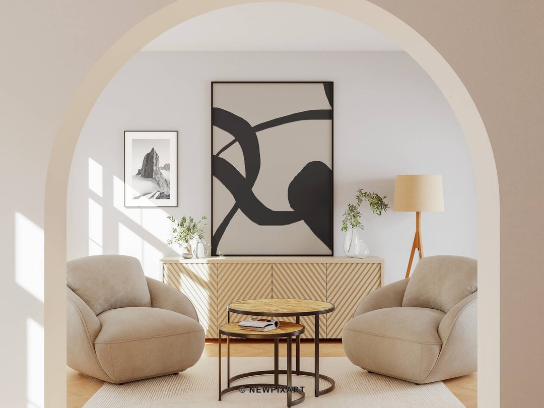 Minimalistic Wall Decor Mid-century Modern Wall Art Neutral Toned ...