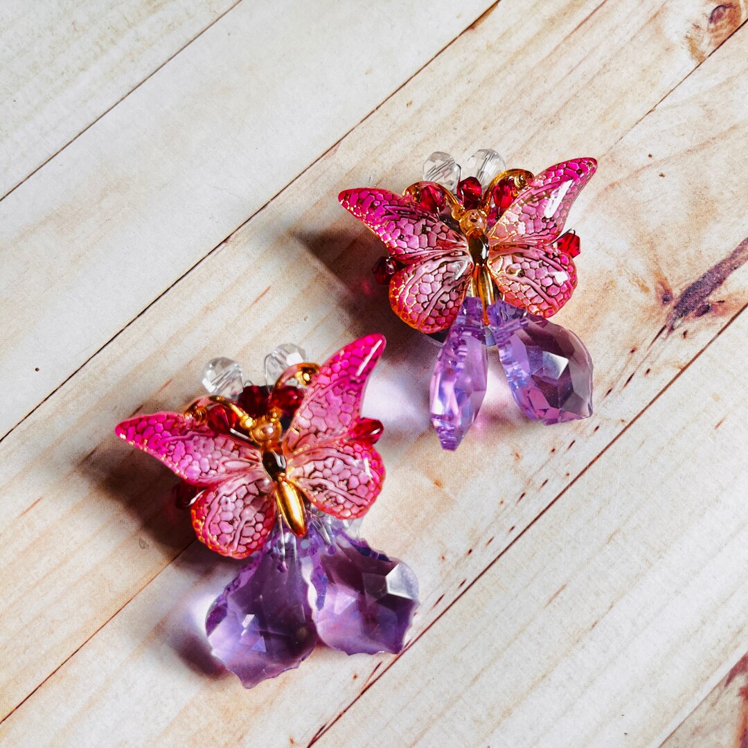 Handmade Pink Butterfly Shoe Clips: Beaded Shoe Accessory - Etsy