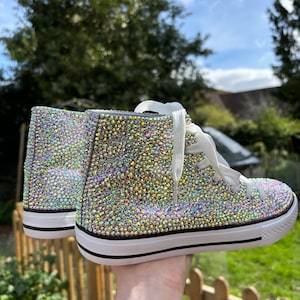 Crystallised Silver Hi-tops//crystallised Flat Shoes//silver Sneakers ...