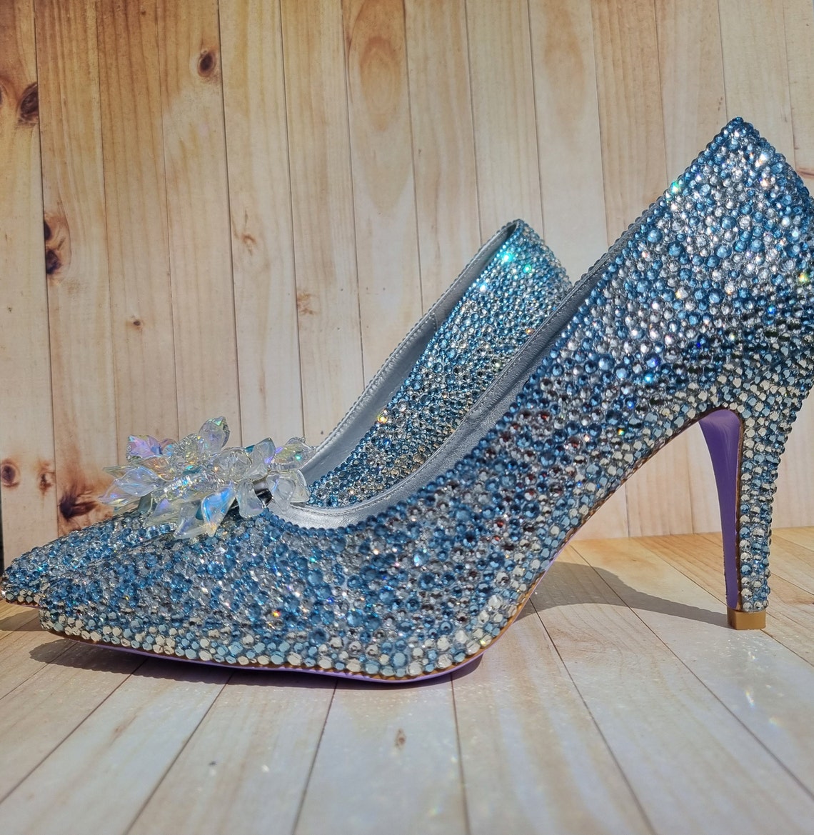Blue Crystallised Heels//cinderella Style Shoes for Wedding - Etsy