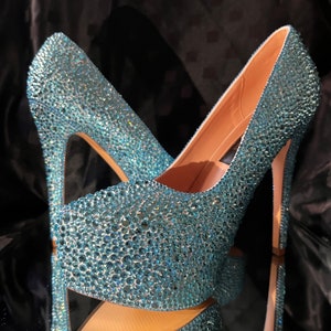 Blue Crystal Rhinestone High Heels, Special Occasion Shoes - Etsy