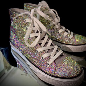 Crystallised Silver Hi-tops//crystallised Flat Shoes//silver Sneakers ...