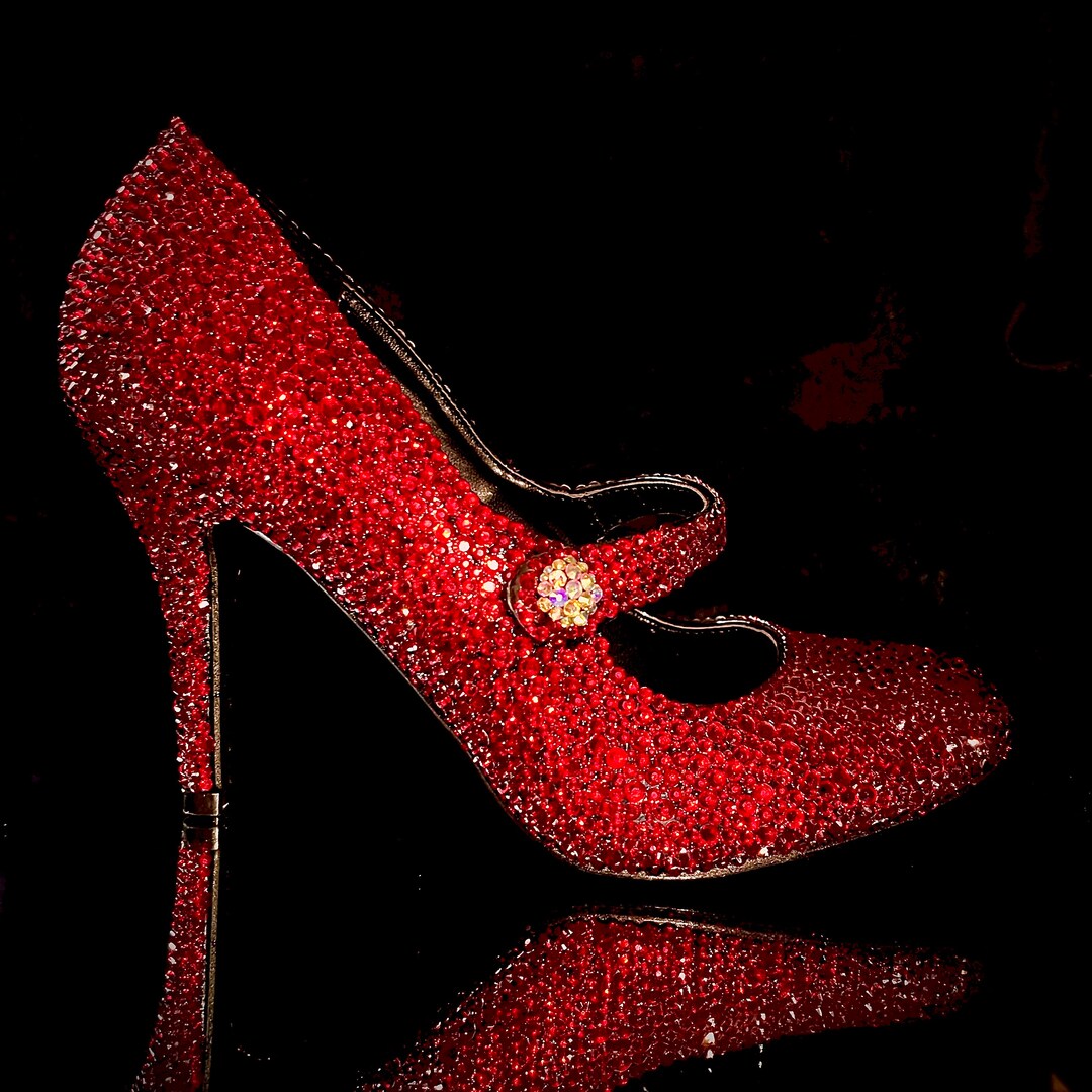 Crystallised Red Shoes//retro Style Shoes//red Sparkly Shoes - Etsy