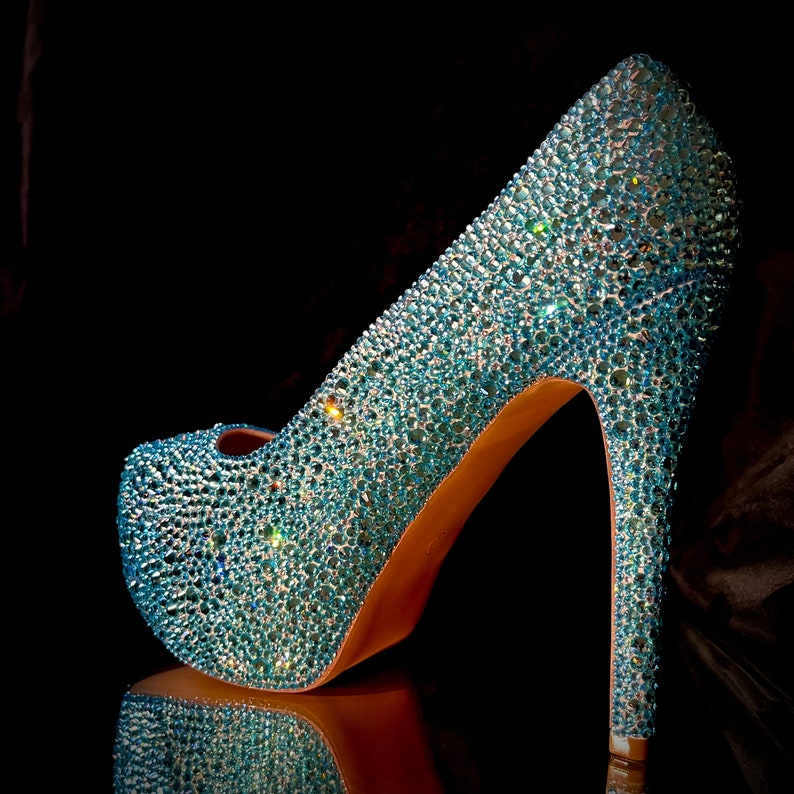 Blue Crystal Rhinestone High Heels, Special Occasion Shoes - Etsy